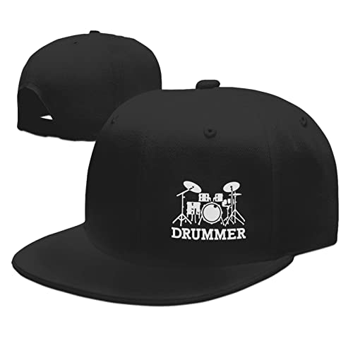 Drumsticks Drummer Tools Flat Brim Hat Men and Women Classic Hip Hop Style Flat Brim Black