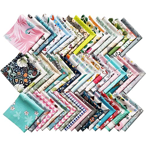 CJINZHI Fat Quarters Fabric Bundles, 50 pcs/lot Top Cotton 5.9" x 5.9" (15cm x 15cm) Squares Patchwork, Precut Quarter Sheets & Different Pattern for DIY Sewing Mask & Quilting Crafting.