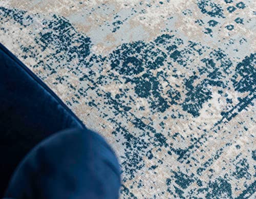Rugs.com Monte Carlo Collection Rug – 5' x 8' Blue Medium Rug Perfect for Living Rooms, Large Dining Rooms, Open Floorplans
