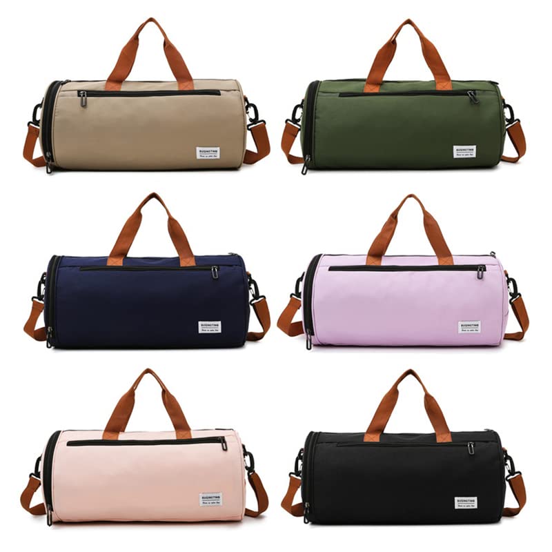 Dry and Wet Cylindrical Yoga Gym Bag with Shoe Pocket (Army Green)