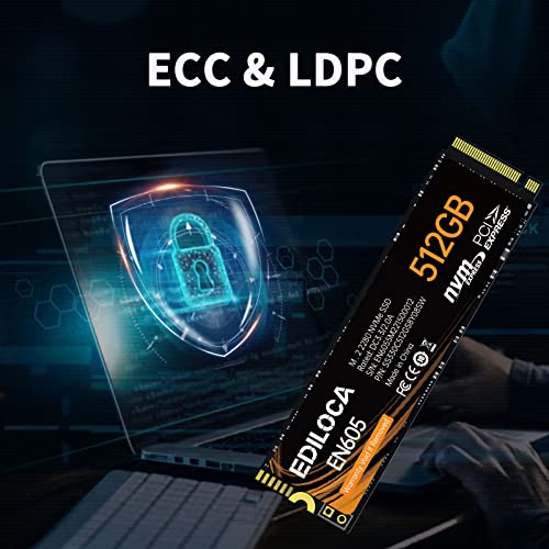 Ediloca 512GB NVMe SSD 3D NAND1.3 PCIe Gen3x4 M.2 2280 Internal Solid State Drive (Read/Write Speed up to 2,150/1,300 MB/s) Compatible with Laptop & Desktop