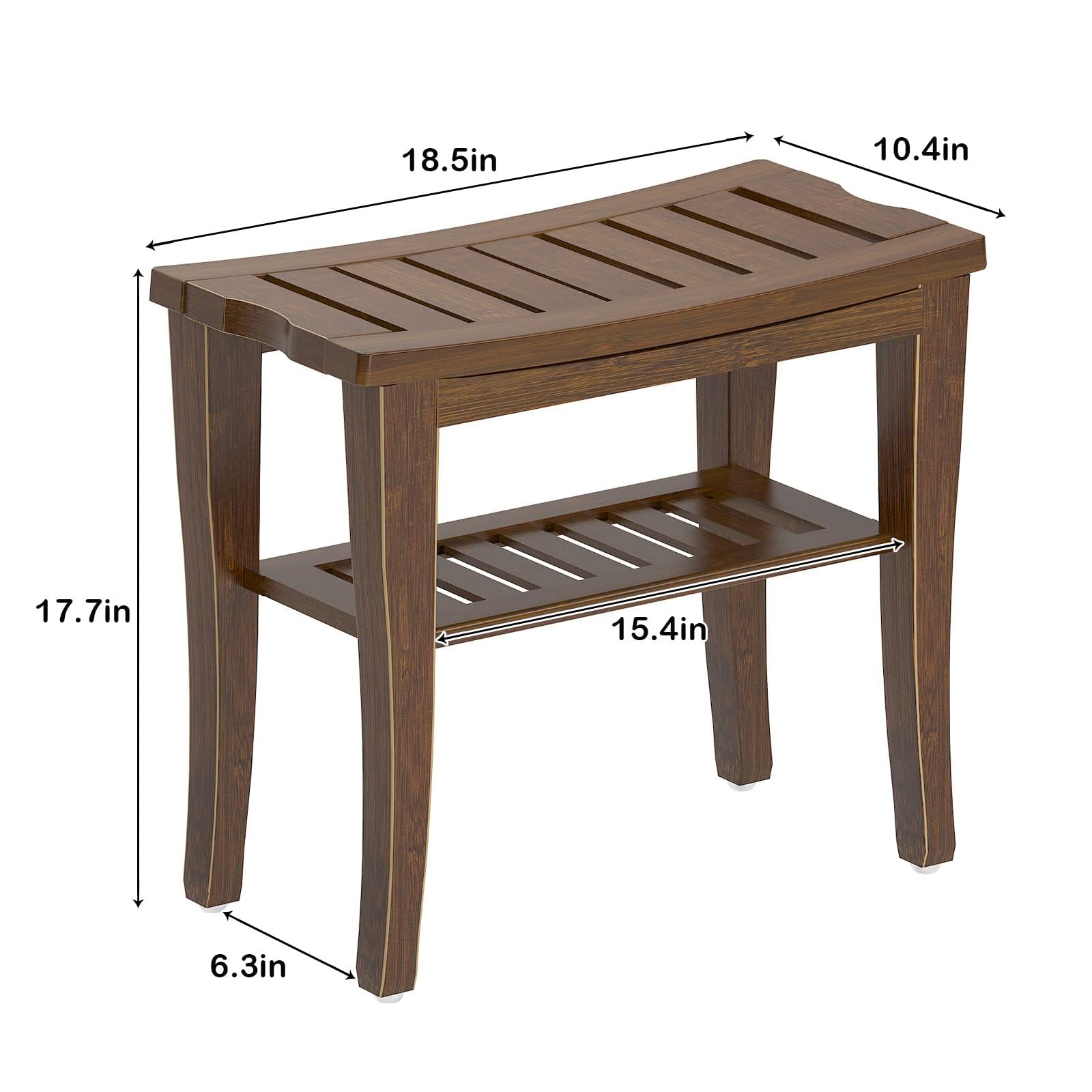 SogesPower Bamboo Shower Bench Bathroom Spa Bench Shower Seat Shower Bench Waterproof Storage Shelf, Walut