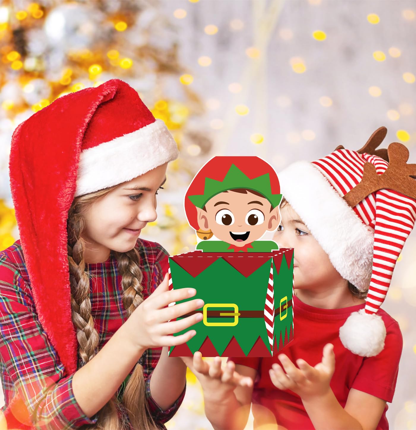 Christmas Money Gift Box for Cash Pull Elf Money Pull Out Gift Box with 30 Transparent Bags Ideas for Kids Women Men Money Roll Gift Box
