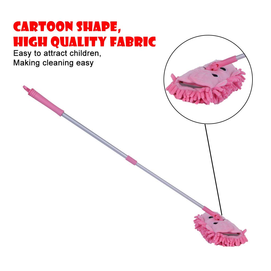 Toxz Kid's Housekeeping Cleaning Tools Set-3pcs, Small Mop Small Broom Small Dustpan,Adjustable Length,Labor-Saving,Suitable for Childs, Fabric