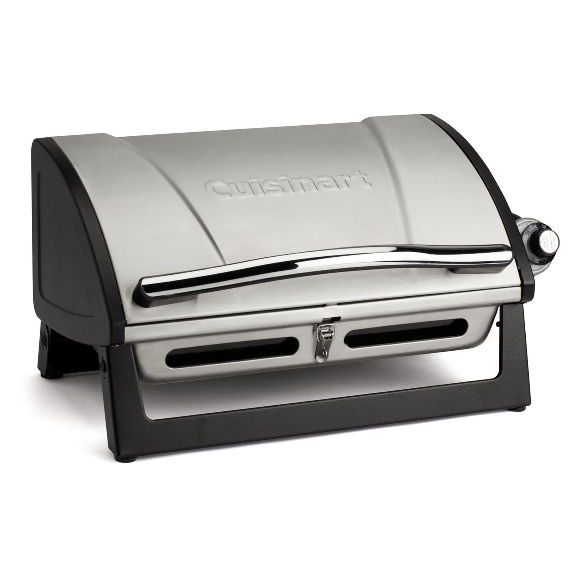 Cuisinart CGG-059A Grillster 8,000 BTU Portable Propane Tabletop Gas Grill | Gas One 4 ft Propane Hose 1lb to 20lb Adapter Hose Bundle
