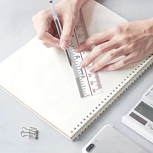Ruler 12 inch, Clear Plastic 12 inch Ruler, Apply to Rulers for Kids and Office Use Measuring Tools, Transparent Metric Straight Ruler, Ruler with Inches and Centimeters, Ruler Set Pack of 2