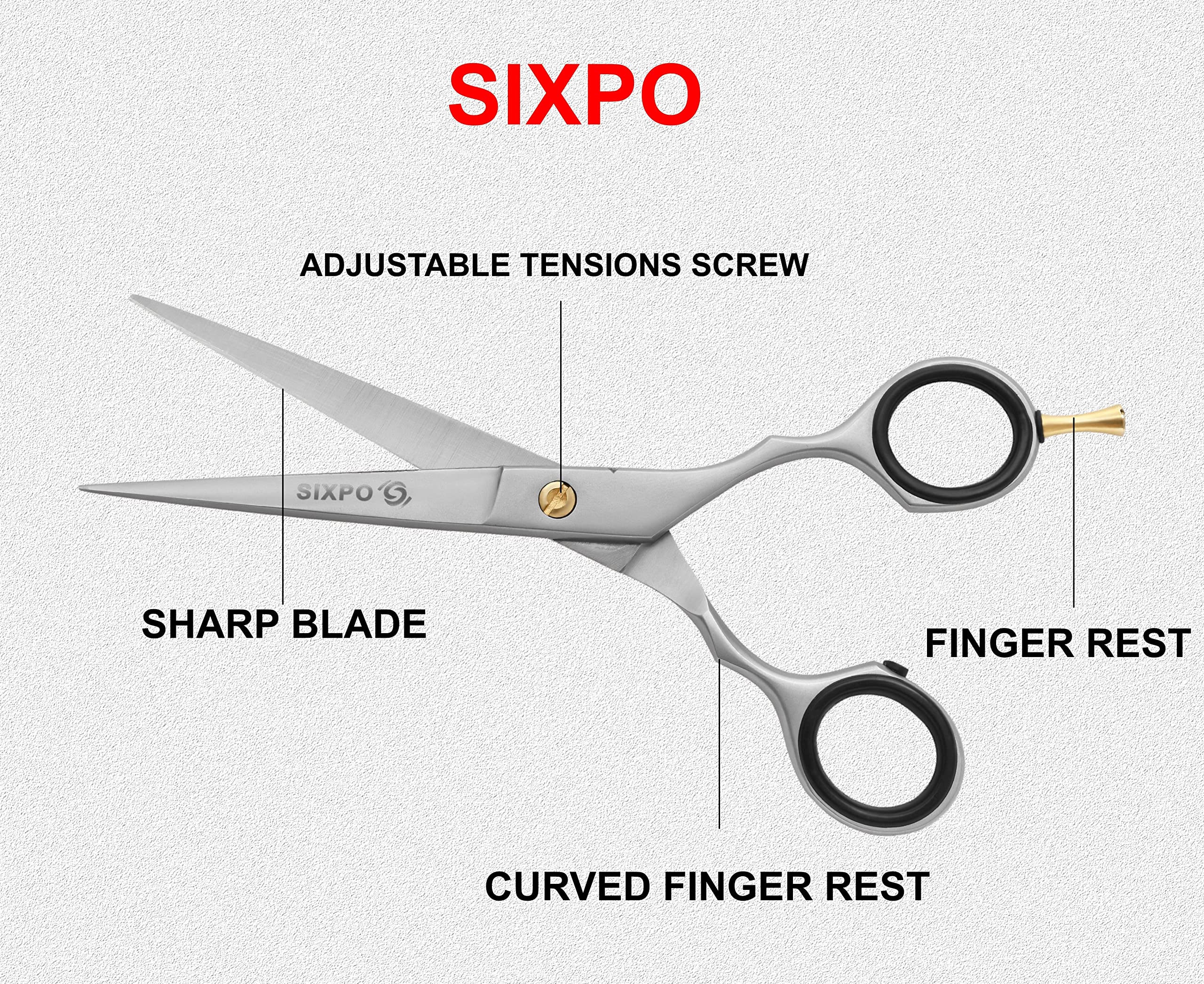 Hair Cutting Scissors Professional Barber Shears 6.5 Inch Sharp scissors Edge Hair Shears for Men and Women used as Hair Cutting Tools by SIXPO