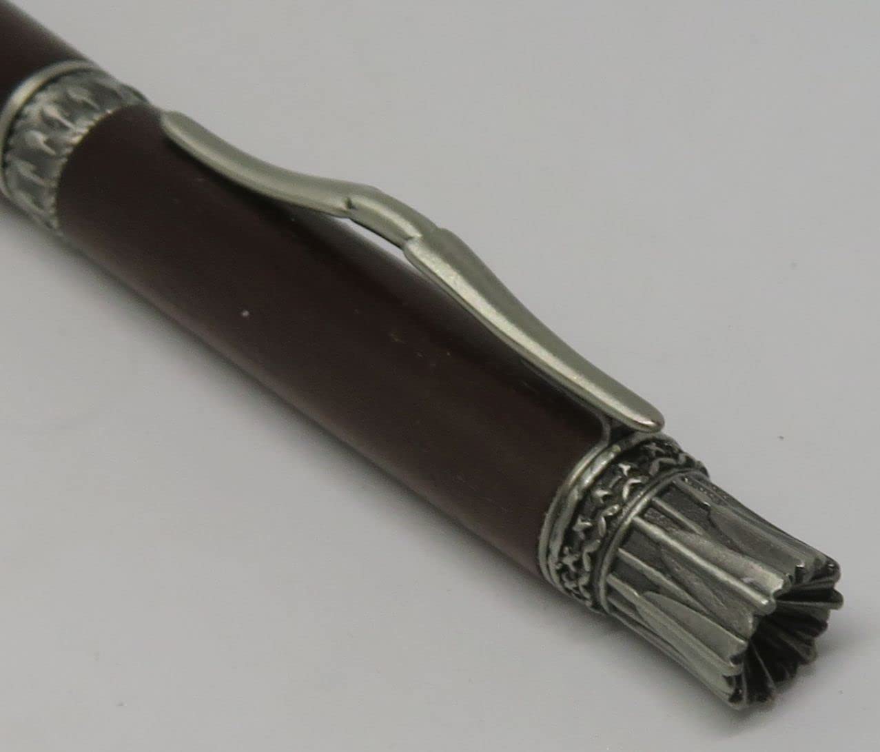 cv - Keen Handcrafted Handmade Peruvian Walnut Archery Twist Antique Pewter Pen