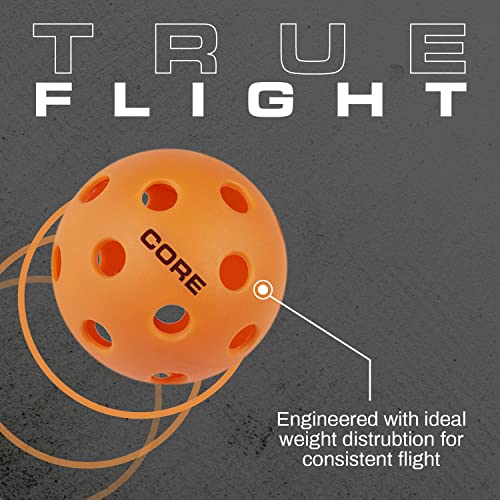 CORE Pickleball Indoor Pickleball Balls, Durable Vibrant Pickleball Balls, Official Size with 26 Holes (Orange, 6-Pack)