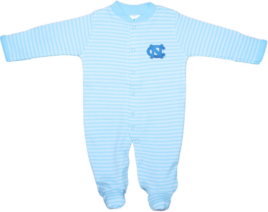 Creative Knitwear North Carolina Tar Heels Baby Striped Footed Romper
