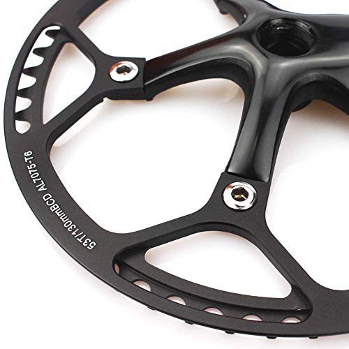 CWDRDX Single Speed Crankset 53T 170mm Crankarms Folding Bike Crankset with Protective Cover for Bike Road Bicycle