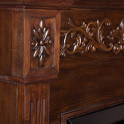 SEI Furniture Calvert Electric Carved Floral Trim Fireplace, Espresso (AMZ8729EF)