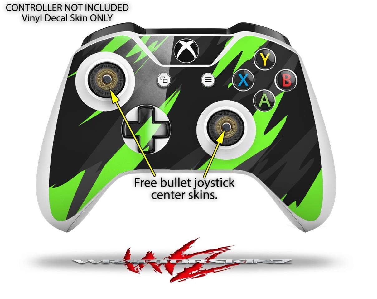 WraptorSkinz Decal Skin Wrap Set works with 2016 and newer XBOX One S Console and 2 Controllers Jagged Camo Neon Green