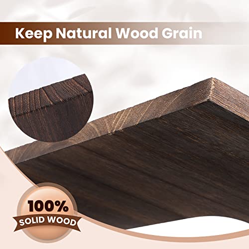 luium Corner Shelf Wall Mounted Set of 4, Rustic Natural Wood Display Storage Wall Shelves Bathroom, Bedroom, Kitchen, Living Room, Farmhouse, Floating Shelves for Wall Storage & Decor & Display