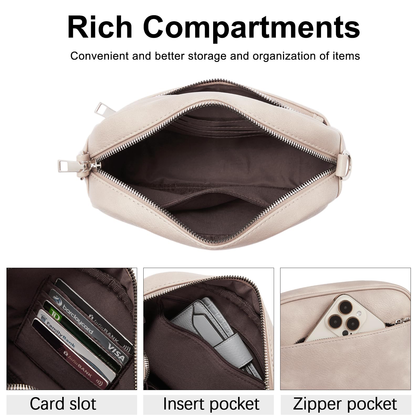 CLUCI Crossbody Bags for Women Trendy, Vegan Leather Shoulder Handbags,Purses for Women with Adjustable Wide Strap