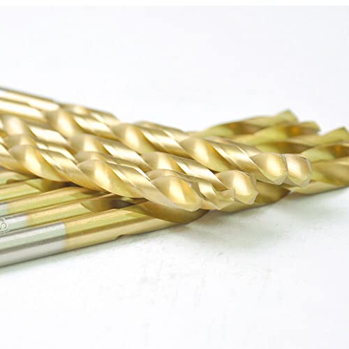 VALYRIANTOOL Titanium Drill Bit Set 5PCS 1/2" HSS Jobber Drill Bits, Premium 4341 High Speed Steel Drill Bits Set with 3/8" Reduced Shank for Drilling on Mild Steel, Copper, Aluminum (1/2"(5PCS))