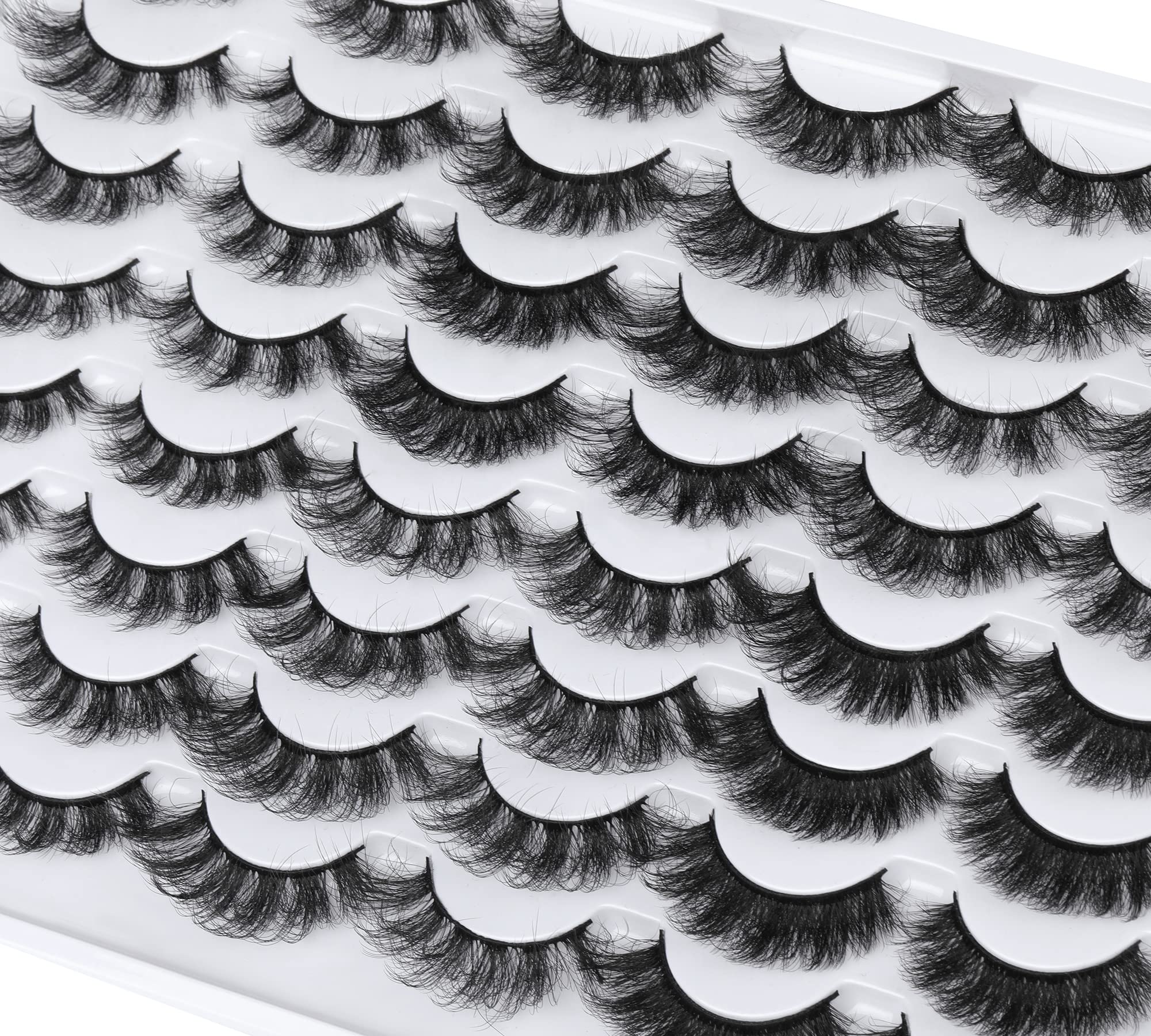 False Eyelashes 24 Pairs Lashes Mink Fluffy 20MM Wispy Faux Mink Eyelashes Thick Volume D Curl Strip Fake Eye Lashes 6 Styles Lashes Multipack