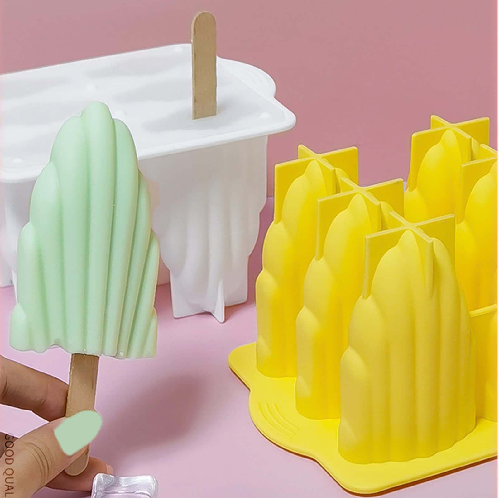 CUAIBB Popsicles Molds, Silicone Popsicle Molds Reusable Ice Pop Mold, Popsicle Molds Silicone BPA Free, Easy Release Ice Cream Tray Cakesicles DIY Sakura Molds (Cherry Blossom)
