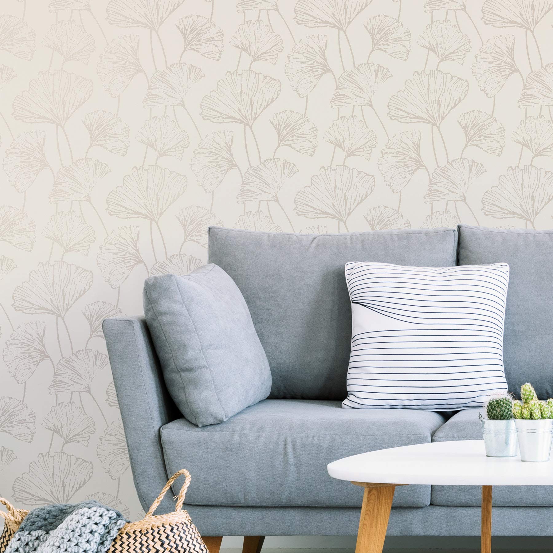 NuWallpaper NUS3578 Silver Hikarigaoka Peel & Stick Wallpaper, Metallic