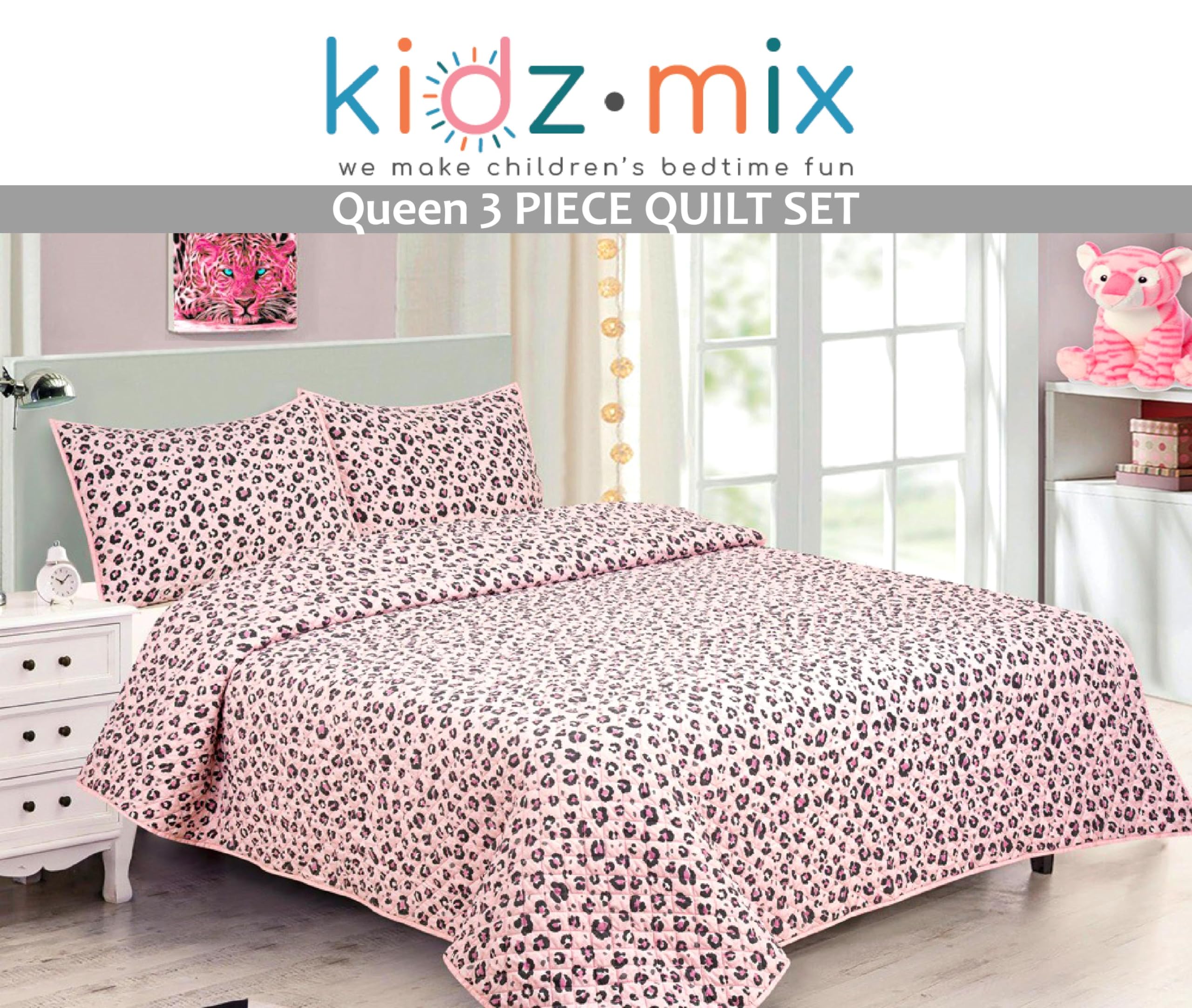 Kidz Mix Cheetah Girl Power Quilt Set, Queen