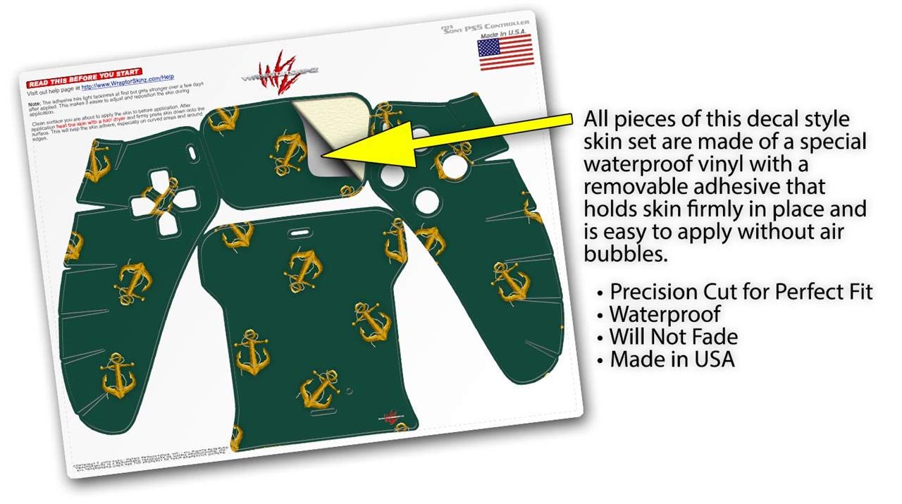 WraptorSkinz Skin Wrap compatible with Sony PS5 DualSense Controller Anchors Away Hunter Green (CONTROLLER NOT INCLUDED)