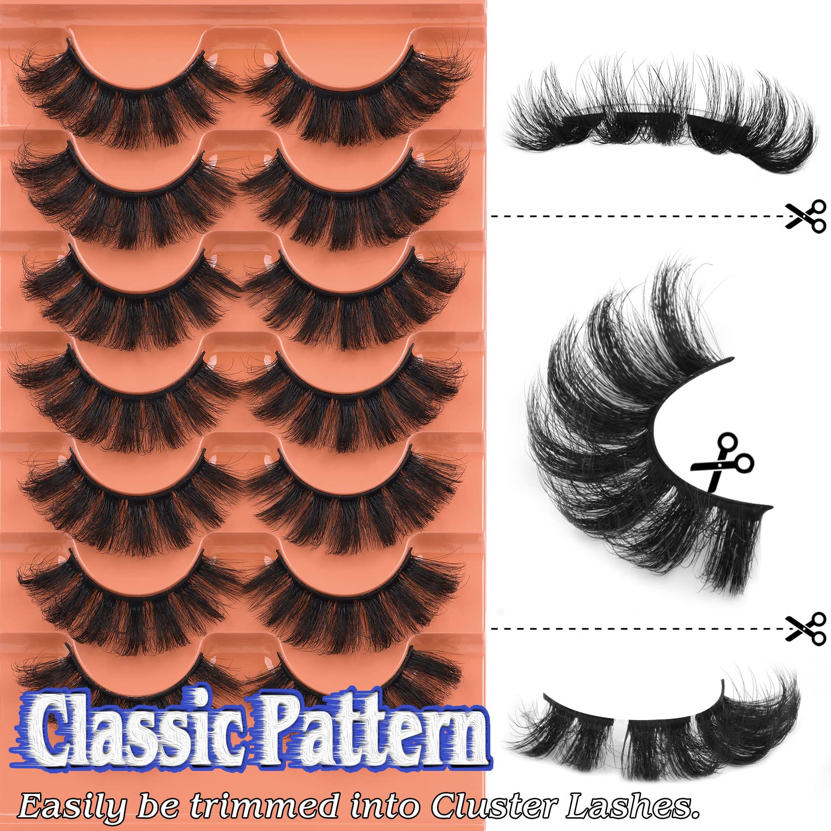 False Eyelashes Natural Look Lashes That Look Like Extensions PestaƱas Postizas Naturales Fluffy D Curl Russian Strip Eye Lashes Pack Clear Band Short Cat Eye Fake Eyelashes 7 Pairs by GODDVENUS
