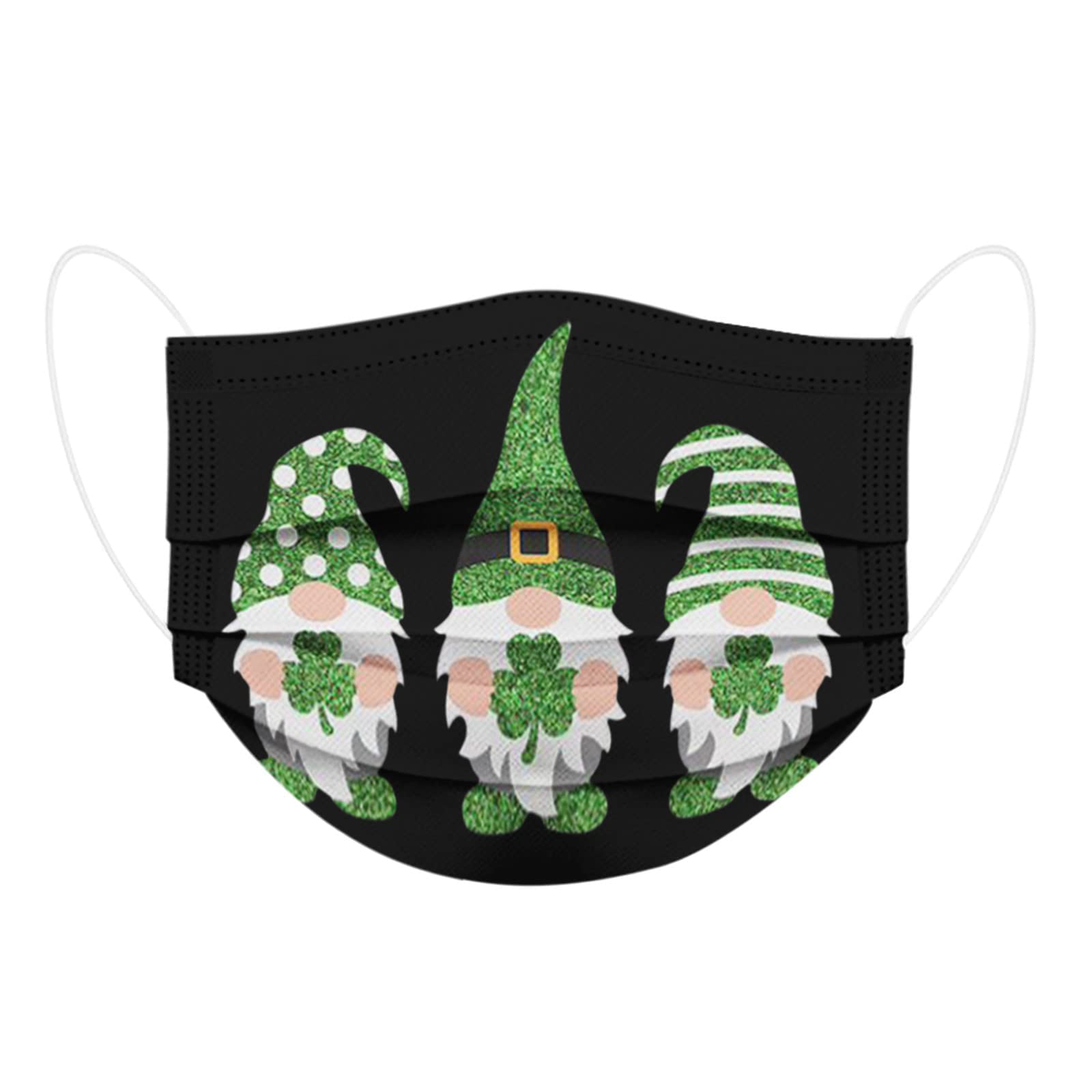 GOGCIAO St Patricks Day Disposable Face Cover with Designs for Adults Women,Cute Printed Pattern,50Pcs