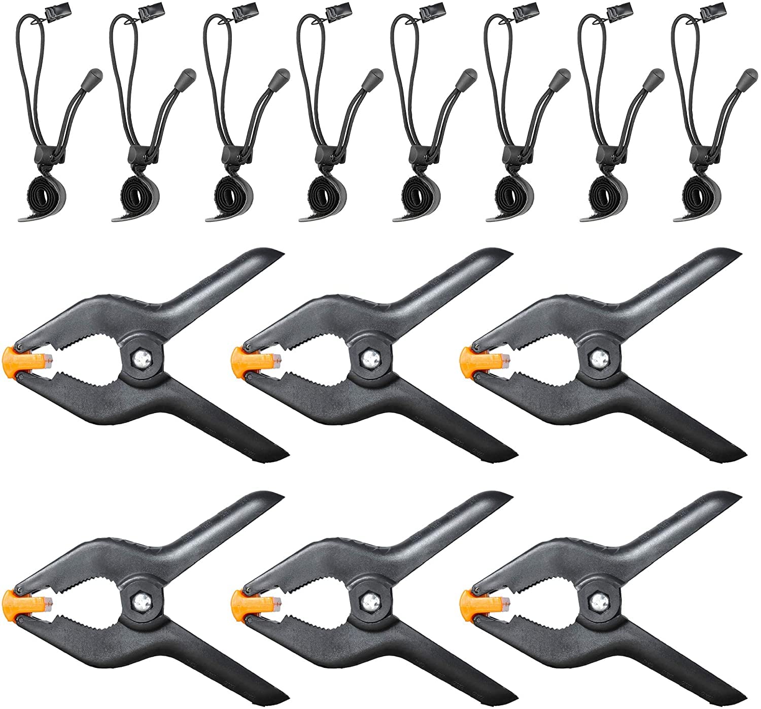 EMART 4.5 inch Heavy Duty Backdrop Clamp Kit-6 Spring Clamps, 8 Background Clip Holders for Muslin Stand, Canvas, Paper, Fabric, Chromakey Screen, Photo Studio, Photography Backdrops Support