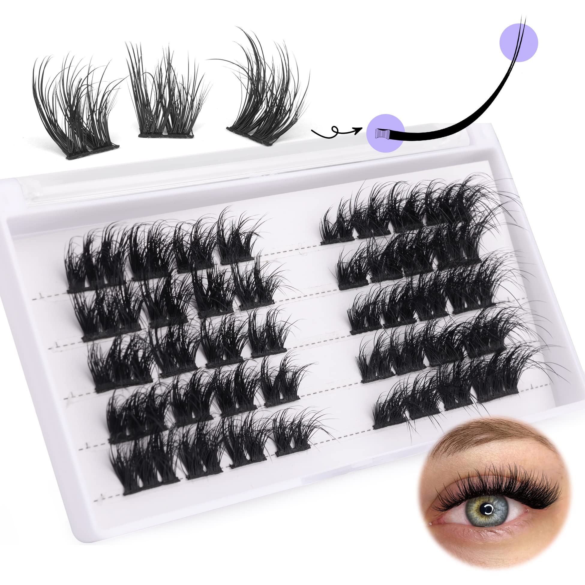 Cluster Lashes Wispy Eyelash Extensions 3D Flat DIY Flat Lash Clusters Individual Faux Mink Lashes False Eyelashes Pack by ALICE