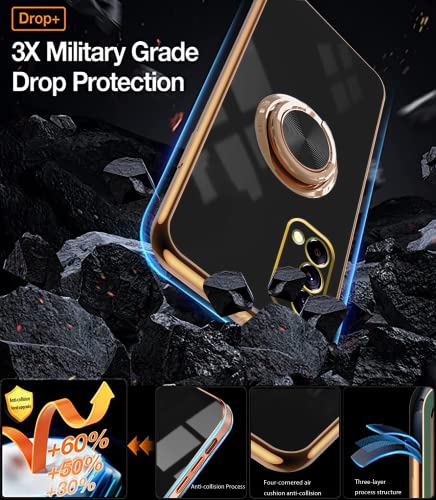 Jancyu Compatible with Oppo Find X3 Lite Case, Oppo Reno 5 5G Phone Case with Ring Holder, 360 Degrees Protective Cover Silicone Magnetic Car Holder (Black)