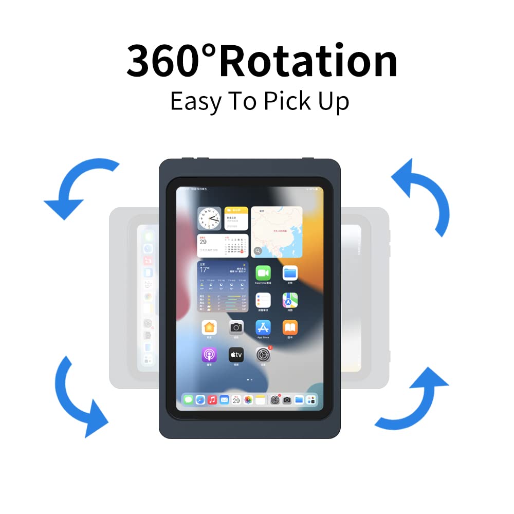 EMONITA Magnetic Wall Mount with Charging Case for iPad Pro 12.9” Black. in-Wall Strong Magnets, 360 Rotation, No Wires Exposed