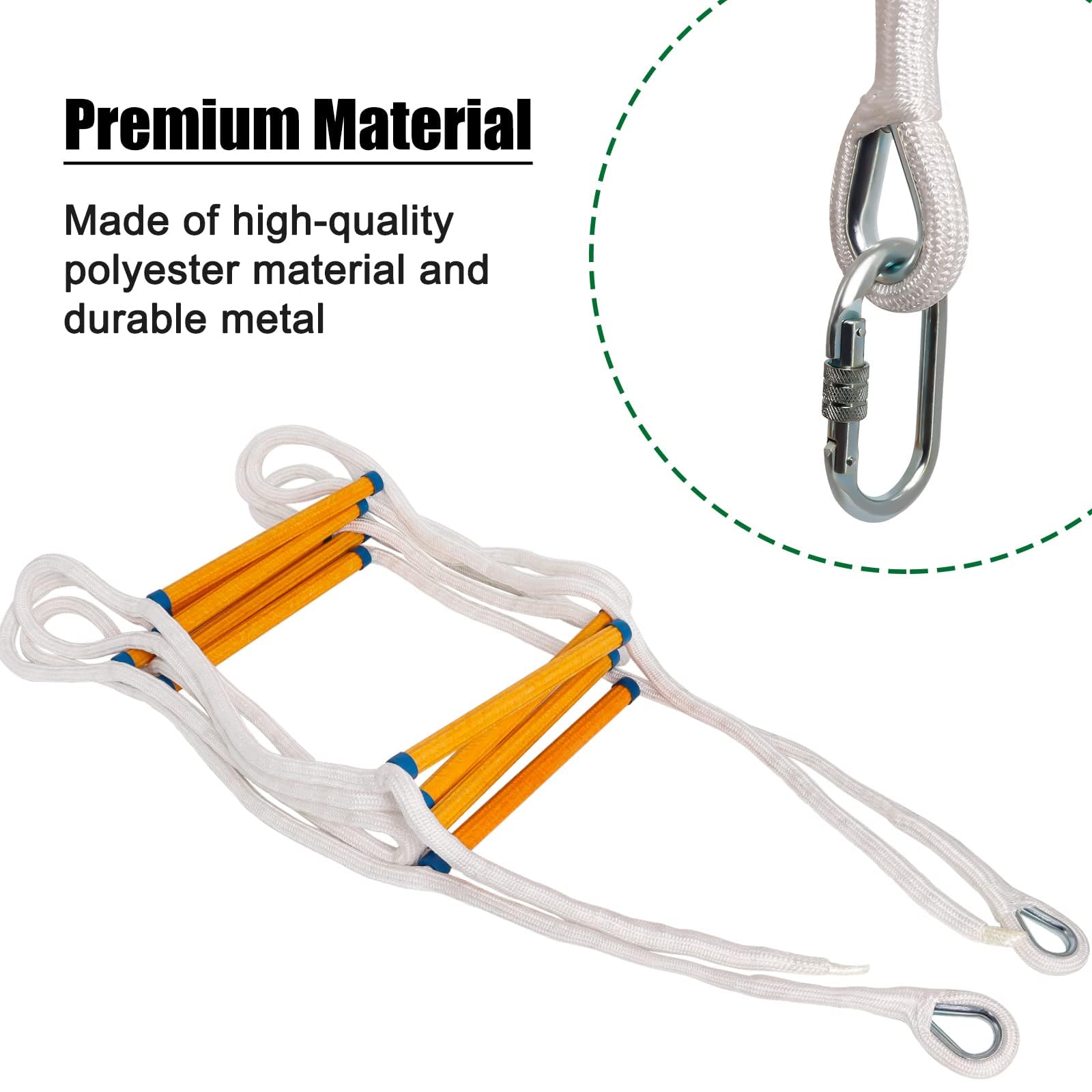 Fire Escape Ladder 2-3 Story, 16 FT Emergency Escape Ladders, ππ² ππ§ Portable Climbing Rescue Rope Ladder for 2-3 Story Home Window Balcony Railing Treehouse, Weight Capacity up to 2000 Pounds
