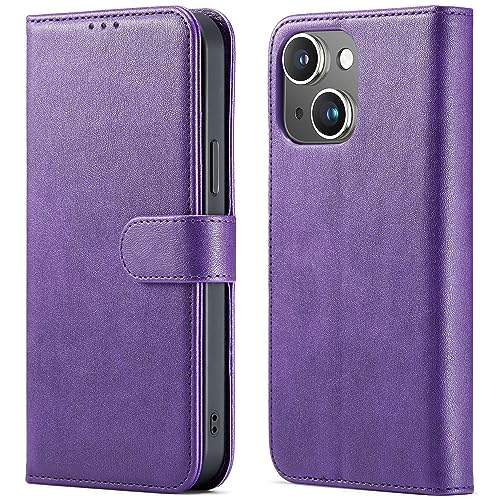 Vanxiliiy iPhone 13 Case Wallet - Strong Magnetic Detachable, RFID Blocking Card Holder, Slim PU Leather Flip 6.1" - Purple