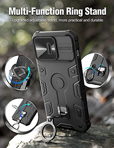 Nillkin for iPhone 14 Pro Max Case Stand, [Built in Kickstand & Slide Camera Cover] Military Grade Drop Protection Shockproof Hard PC Heavy Duty Bumper Phone Case for iPhone 14 Pro Max 6.7'' Black