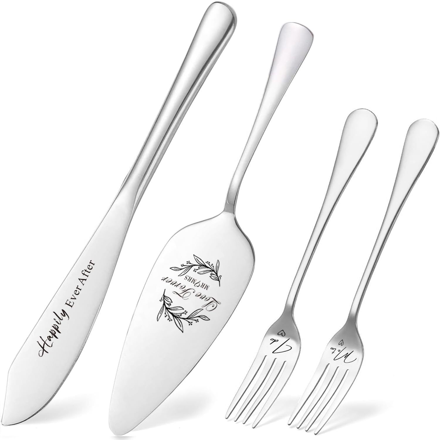 Gold Cake Cutting Set for Wedding, Wedding Cake Knife and Server Set, Pie Server Spatula and Cake Cutter Set for Wedding Mr and Mrs Gifts