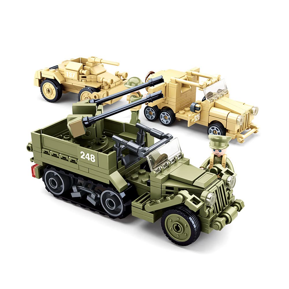 DAHONPA War 2 Building Blocks with 5 Figures(552 PCS), WW2 Military Historical Construction Model for Display,Toys Gifts for Kid and Adult.