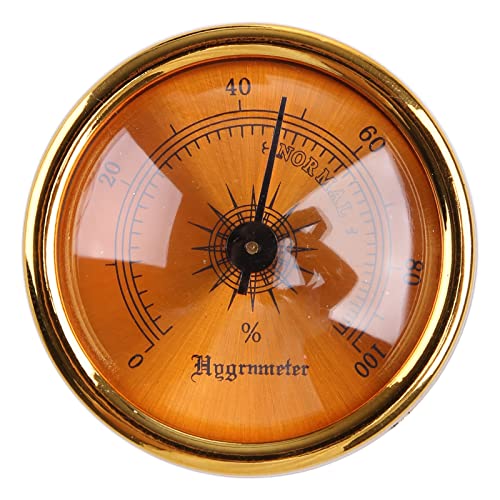 Gold Round Glass Analog Hygrometer For Humidors Gold For Guitar Violin Cabinet File Box 44x44x22mm