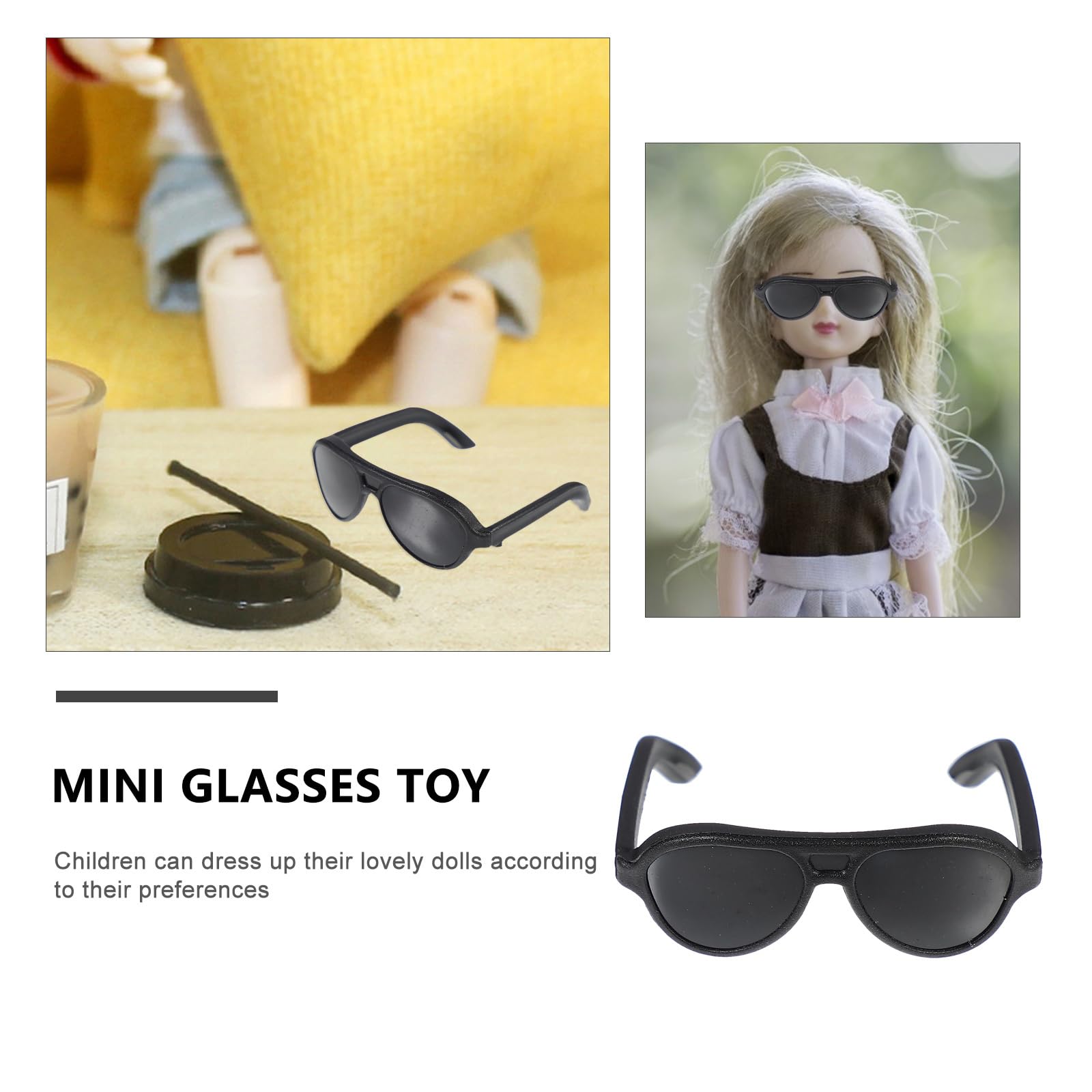TOYANDONA 80pcs Doll Sunglasses Mini Plastic Dolls Sunglasses Black Sunglasses for Dollhouse DIY Crafts Dollhouse Accessories Decorate, 3X2.6X1CM