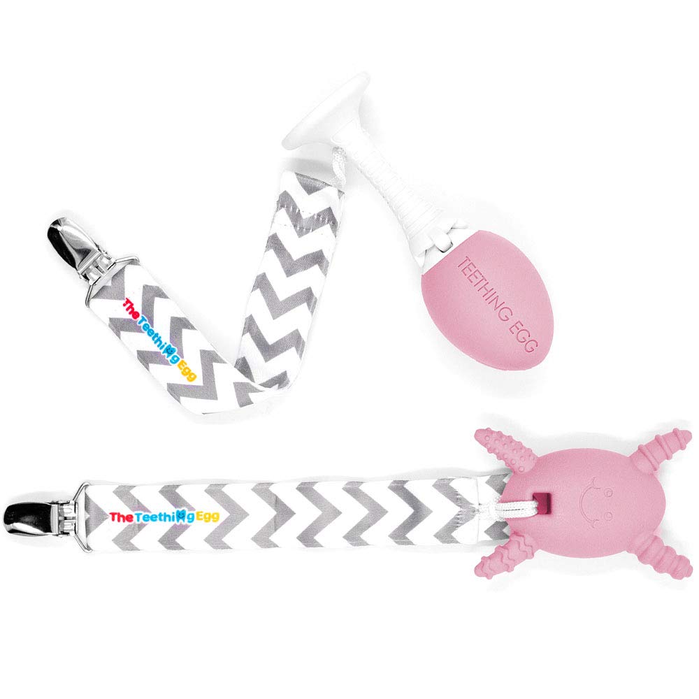 The Teething Egg Pink Bundle - Baby Registry Must Have - Infant Toys 3-6 Months, Sensory Toys for 0-6 Months, 6-12 months and up for Molar Teething, Baby Boy or Girl up to 18 Months