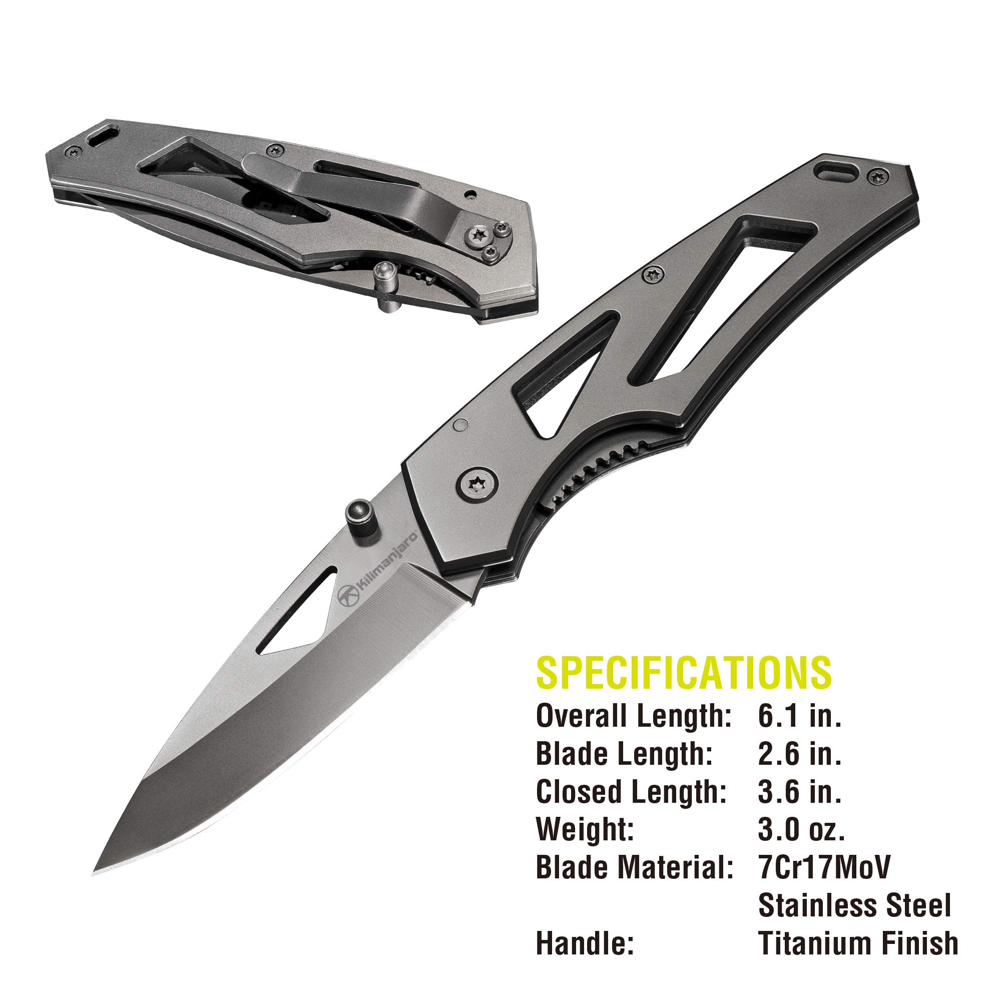 Kilimanjaro Vertice 8-Inch Everyday Folding Knife, Silver