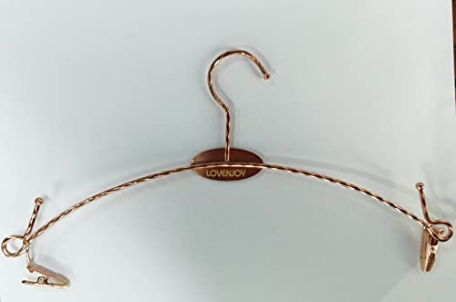 LOVENJOY Clothes Hooks Hangers Rack Metal Alloy Rose Gold for Underwear Bra Pants with Non Slip Clips for Laundry Lingerie Shop Display, 2 Pcs