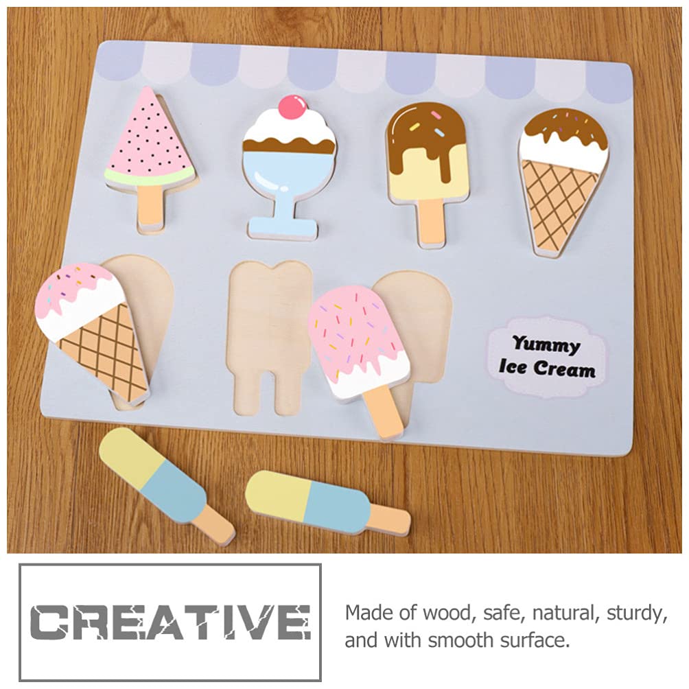 TOYANDONA Ice Cream Puzzles Wooden Educational Preschool Puzzles for Toddlers Kids Boys Girls Children Math Learning Set
