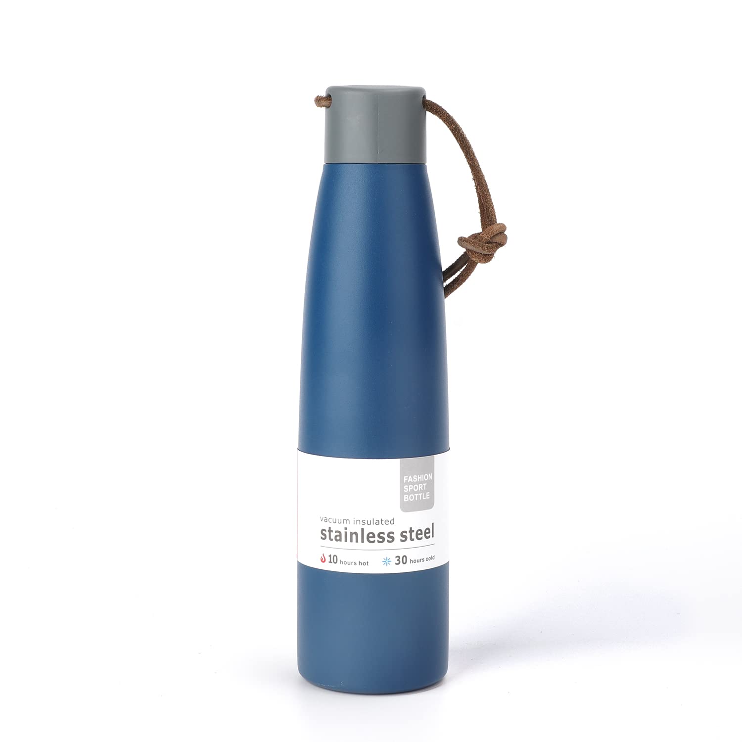 Dusgut Water Bottle, 18 oz Vacuum Insulated, Stainless Steel with Strap Cap, Navy Blue