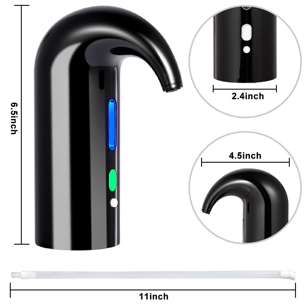 Electric Wine Aerator, Electric Wine Pourer and Wine Dispenser Pump, Multi-Smart Automatic Filter Wine Dispenser with USB Rechargeable for Travel, Home and Bar(Black)