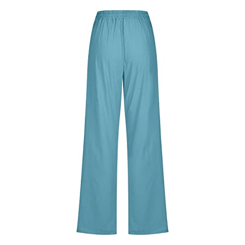 Khaki Pants for Women Sweatpants Pants Summer 2023 Casual Loose Drawstring Elastic High Waist Comfy Trousers Straight Leg Long Lounge Pant