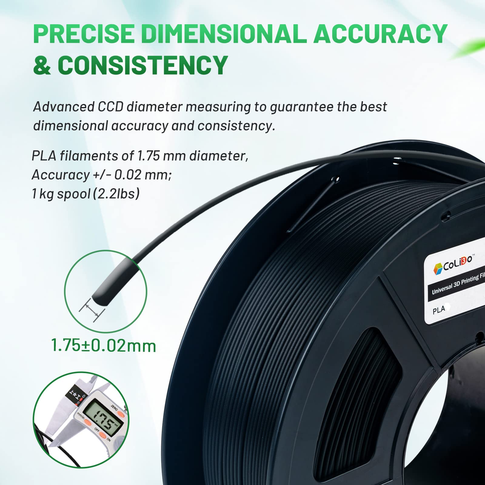 COLIDO 3D Printer Filament PLA, 1.75mm PLA Filament with +/- 0.02mm Precision, Compatible with Most FDM 3D Printers, Quality Vacuum-Sealed Consumables, 1kg Spool(2.2lbs), 330 Meters,Red PLA (1-Pack)