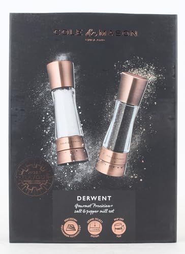 Cole & Mason Gourmet Precision Derwent Salt and Pepper Mill Gift Set, Stainless Steel, Copper, 190 mm