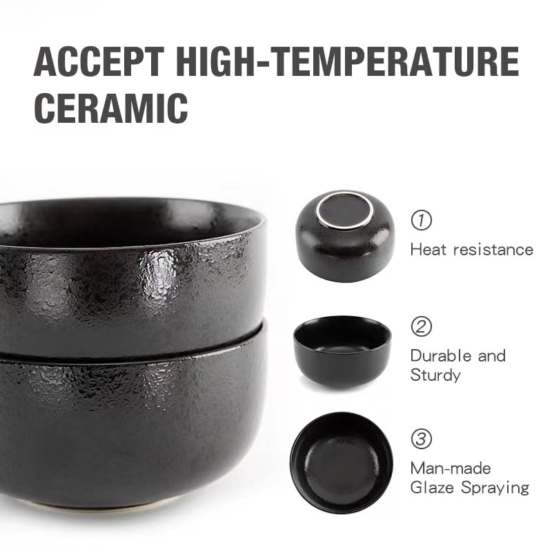 S&Q'S CERAMICS Soup Bowls - 36 Ounce Ceramic Bowl Set, Kitchen Bowls for Large Cereal, Noodle, Soup, Breakfast, Microwave and Dishwasher Safe, [Set of 4], Black and Grey…