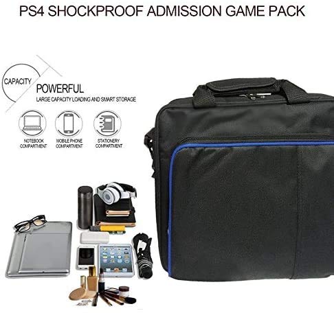 Travel Carrying Case, Portable Storage Bag Organizer for PS4 & PS4 Systems Multifunctional Travel Storage Bag Handbag/Shoulder Bag for Play Station VR Gear Console Equipment, Black