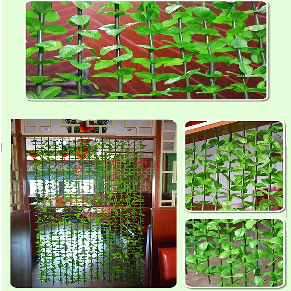 WZNING Leaf Strip Curtains, Artificial Green String Bamboo Bead Curtain Home Decoration Partition for Balconies Wall Garden Pergola, Easy to Install Interior Decoration, Home and Kitchen Decoration